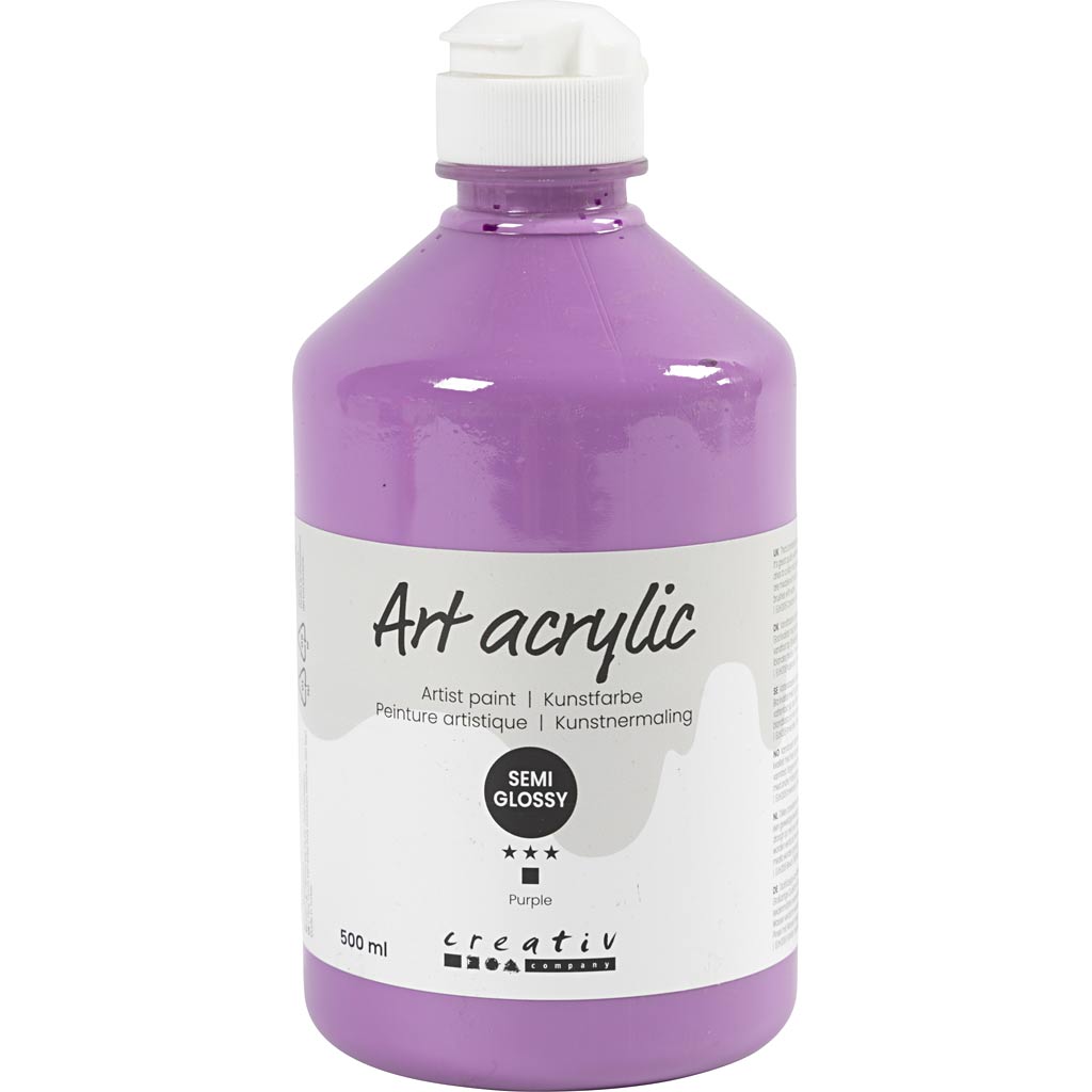 Acryl Verf, paars, dekkend, 500 ml/ 1 fles