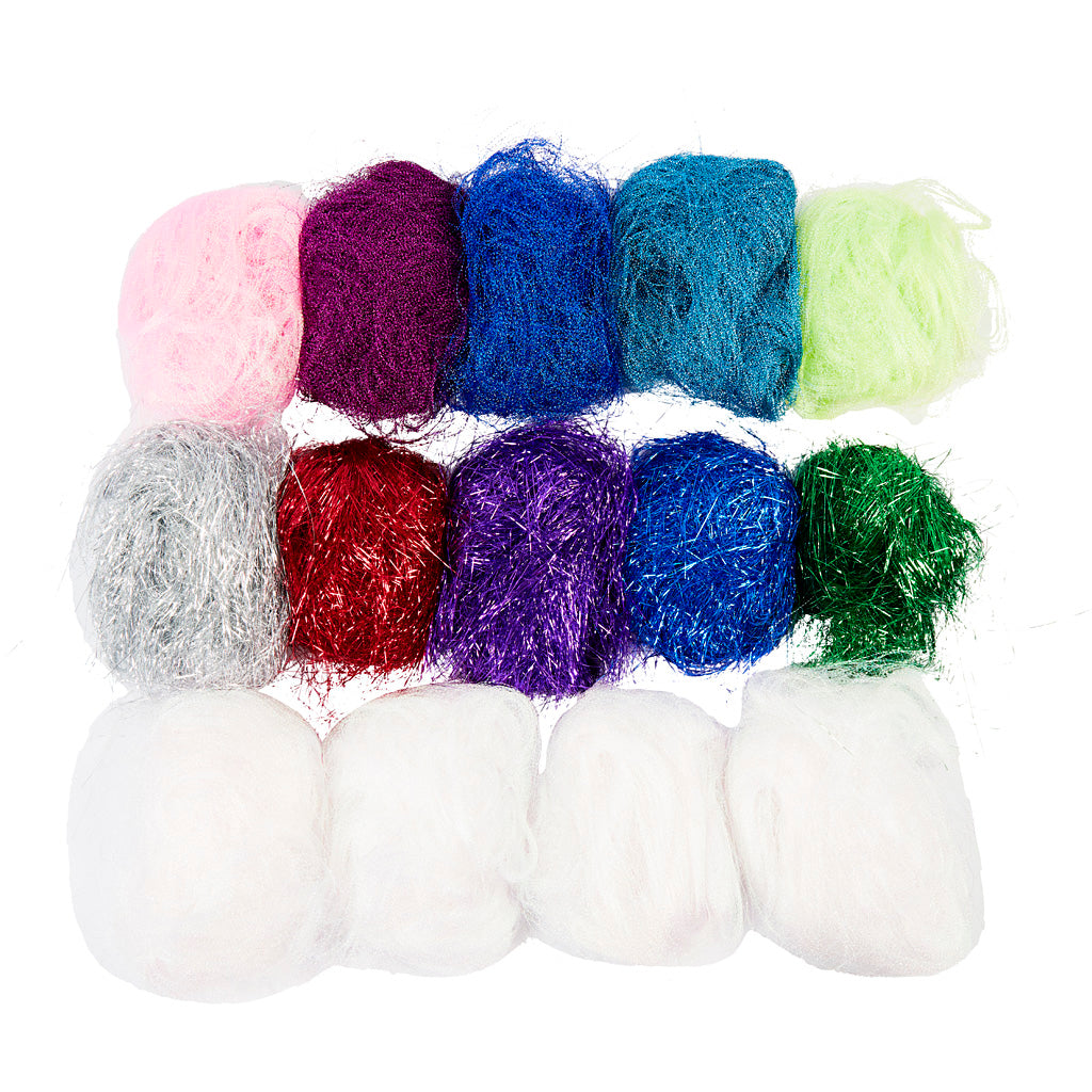 Plastic fibers, diverse kleuren, 500 gr/ 1 doos